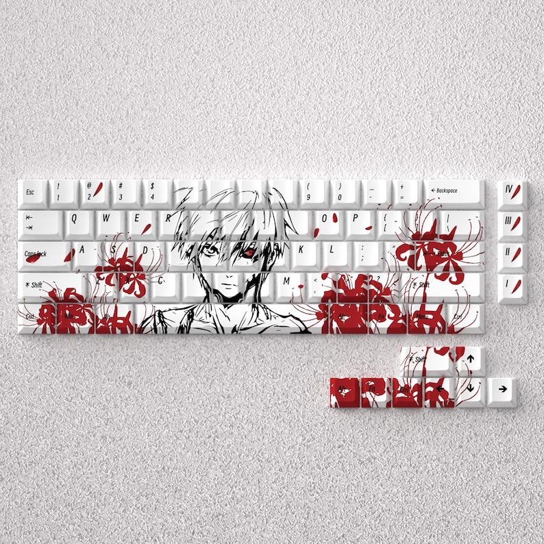 Kaneki Tokyo Ghoul Keycap Set | PBT Keycaps | Side Print | Shine ...