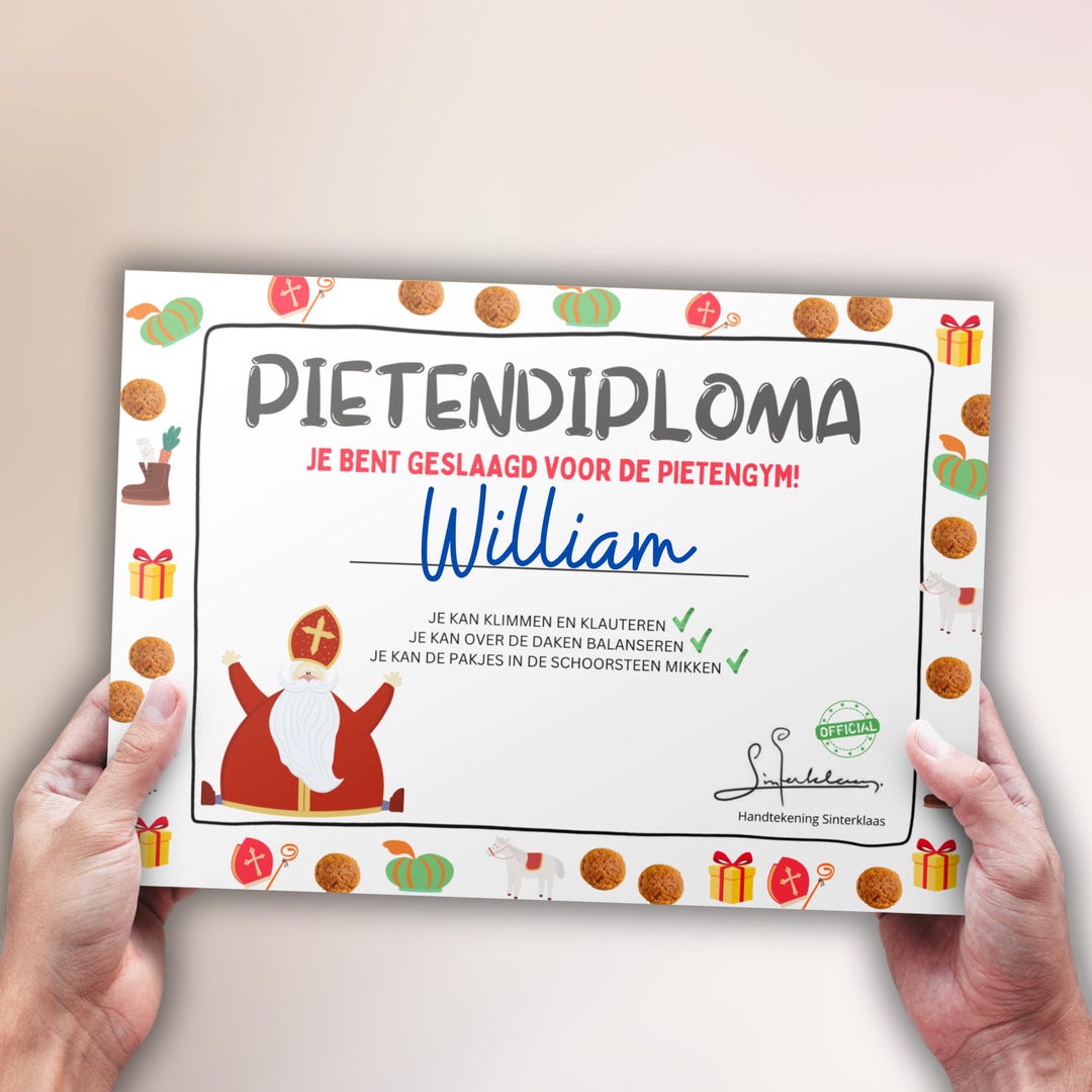Piet Diploma | Download & Print | Piet Gym, Sinterklaas, Gym Class - Etsy