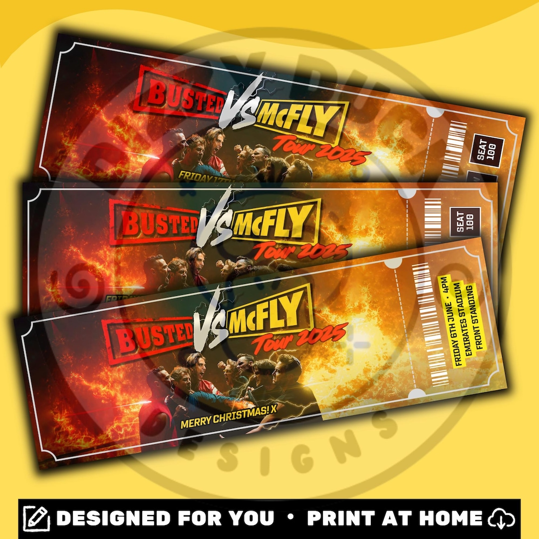 Busted Vs Mcfly 2025 Tour | Personalised Event Souvenir DIGITAL TICKET ...