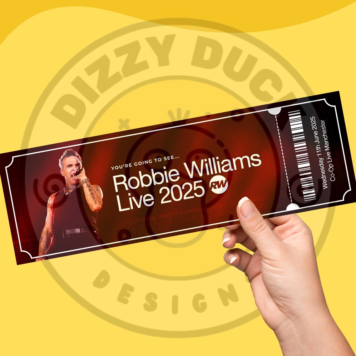 Robbie Williams Better Man 2025 Tour | Personalised Event Souvenir ...