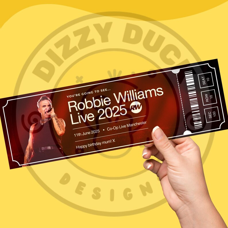 Robbie Williams Better Man 2025 Tour | Personalised Event Souvenir ...