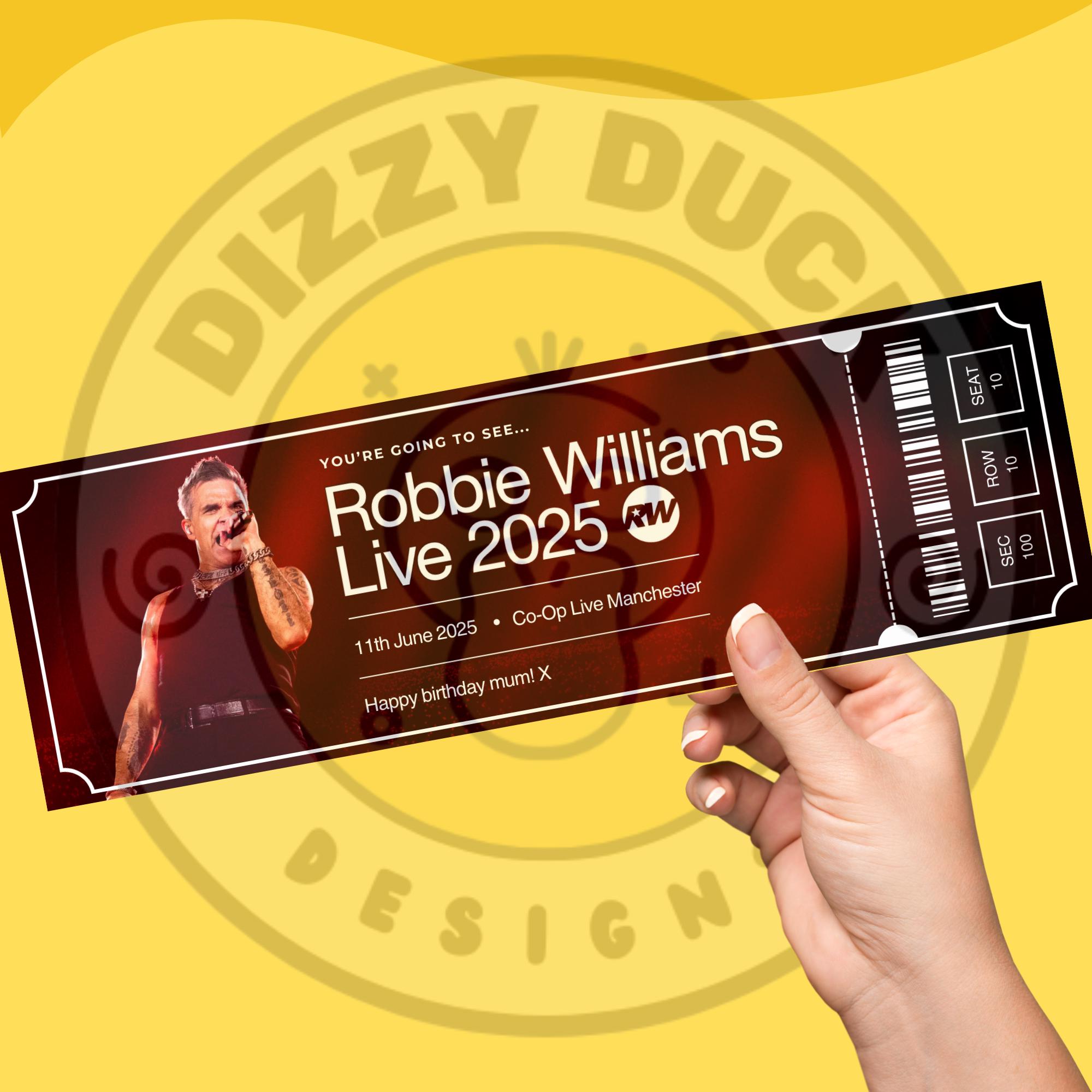 Robbie Williams Better Man 2025 Tour | Personalised Event Souvenir ...
