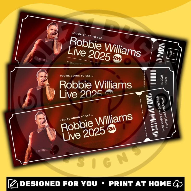 Robbie Williams Better Man 2025 Tour | Personalised Event Souvenir ...