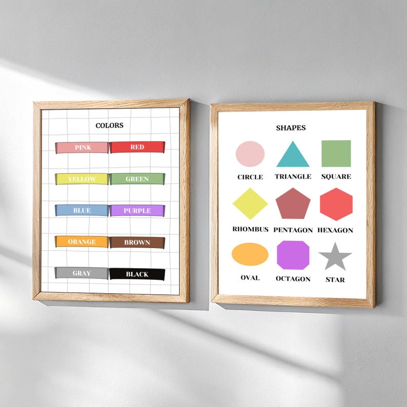 Educational Preschool Posters - Set of 15 Printable Nursery Decor Wall ...