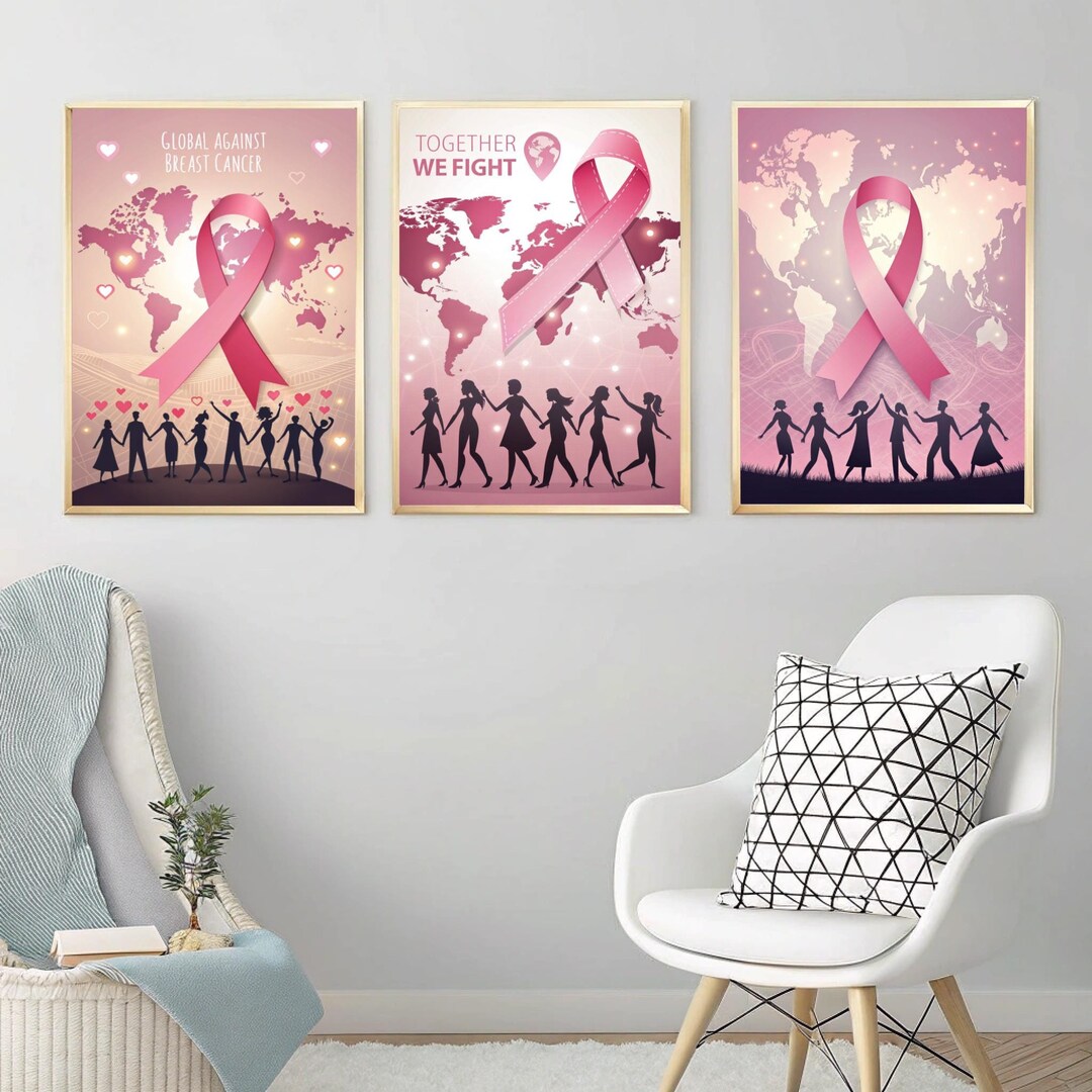 Breast Cancer Awareness Wall Art | Pink Ribbon Digital Print | Support ...