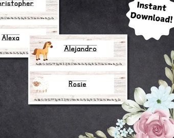 FARM THEME DESK Name Tags, Printable Farm Theme Desk Name Plates ...