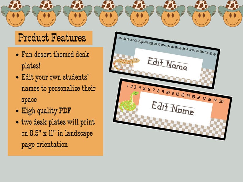 Desert Desk Plates, Editable Name Tags, Classroom Decor! - Etsy