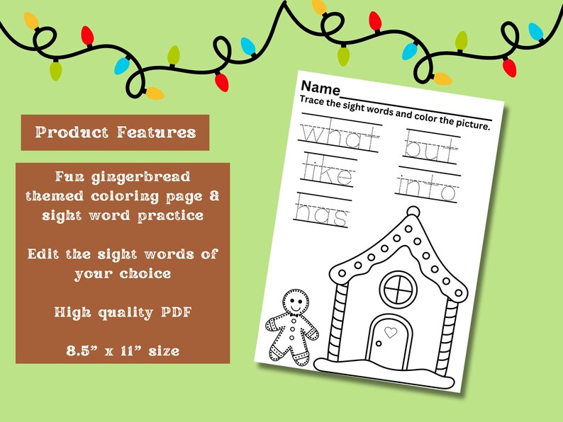Gingerbread Sight Word Editable Coloring Page! Fun Teacher Resource! - Etsy