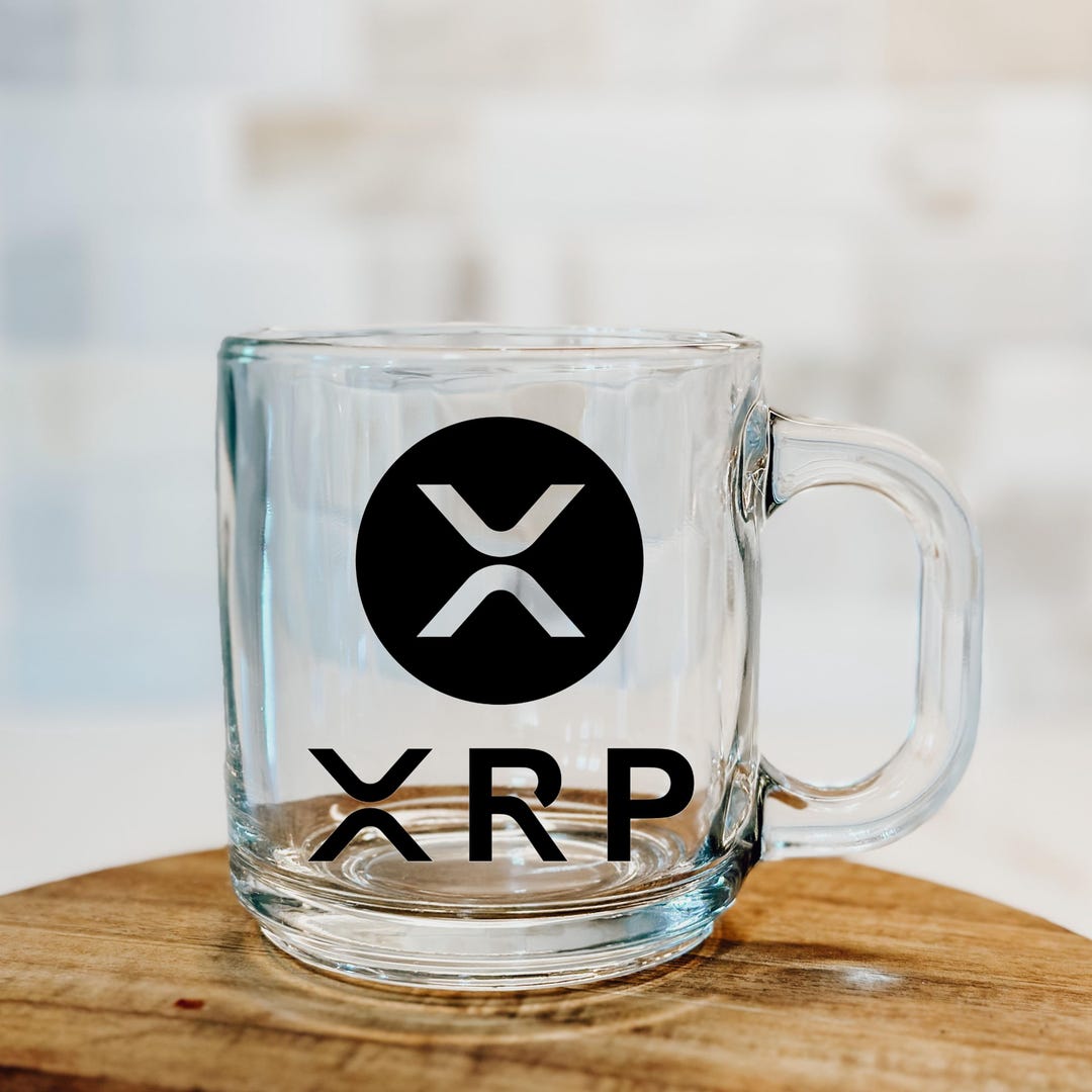 XRP Crypto Clear Glass Mug, 10oz - Ripple Logo, Cryptocurrency Gift ...