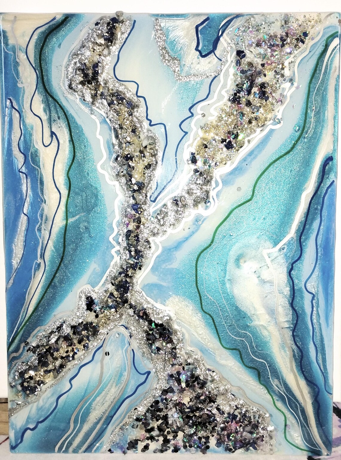 Geode Wall Art Blue 9x12 - Etsy
