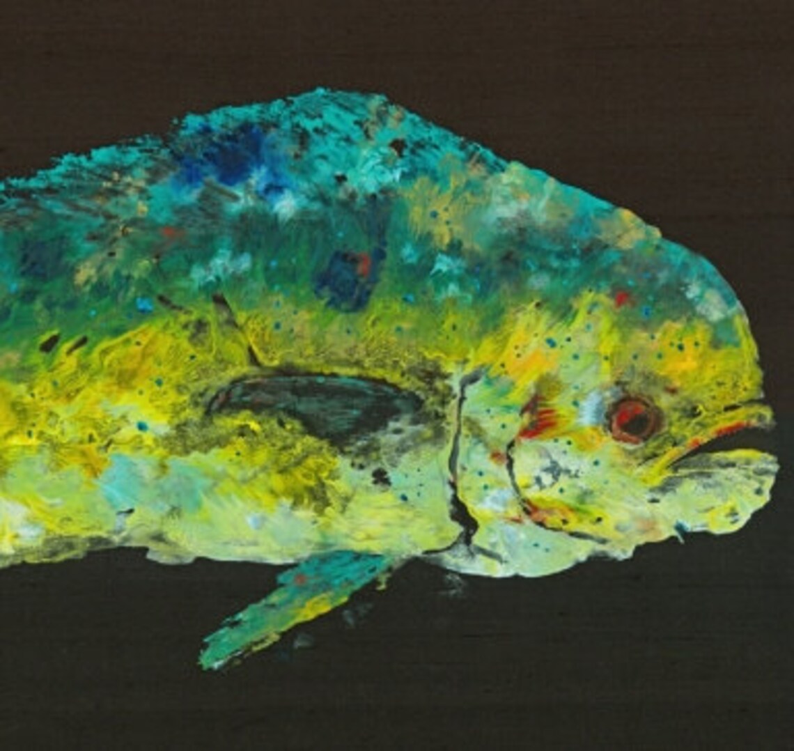 Gyotaku Fish Rubbing - "midnight Dolphin" - Limited Edition Print (37 X ...