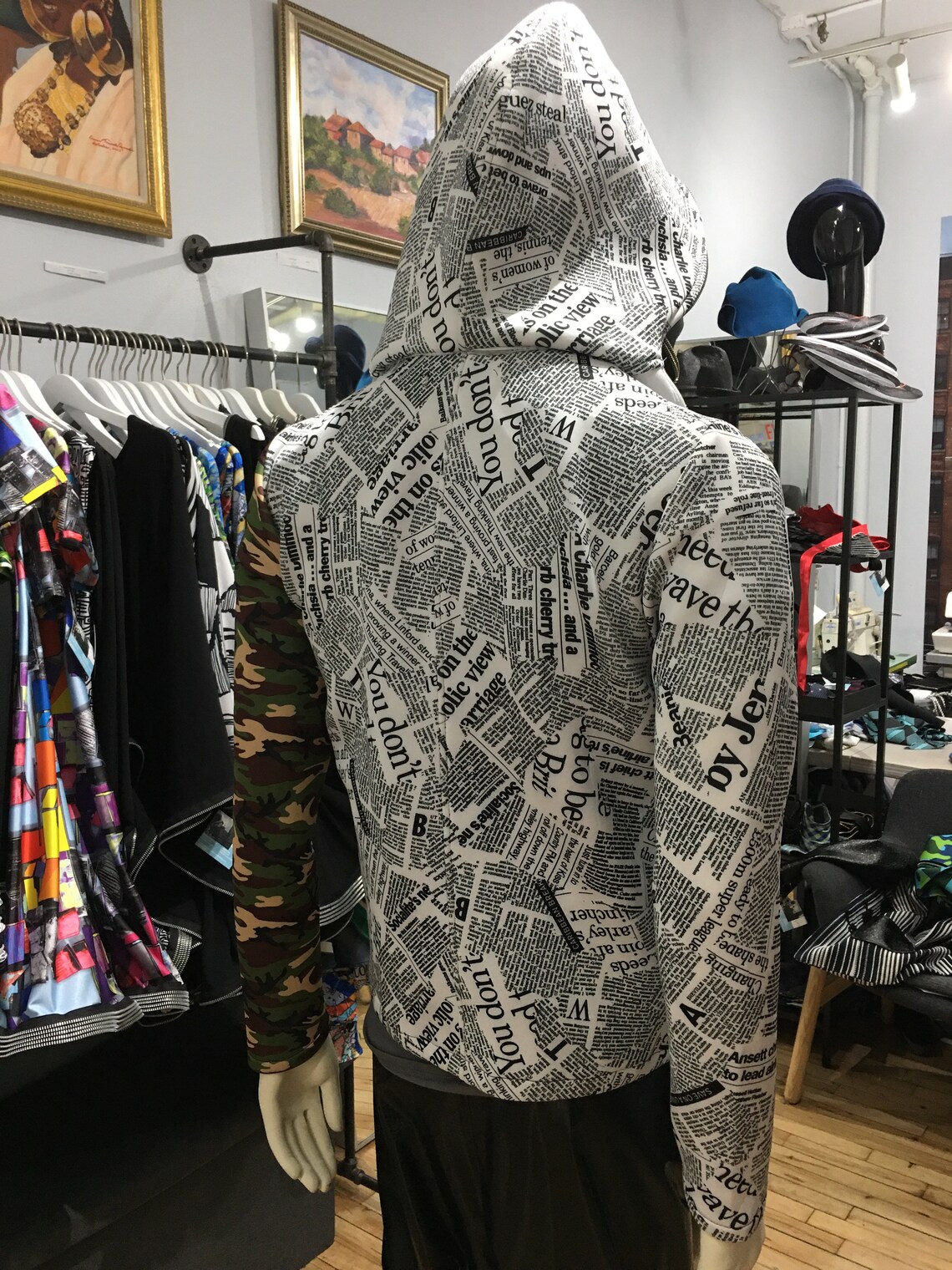 Men Newspaper and Camouflage Neoprene Jacket - Etsy Denmark