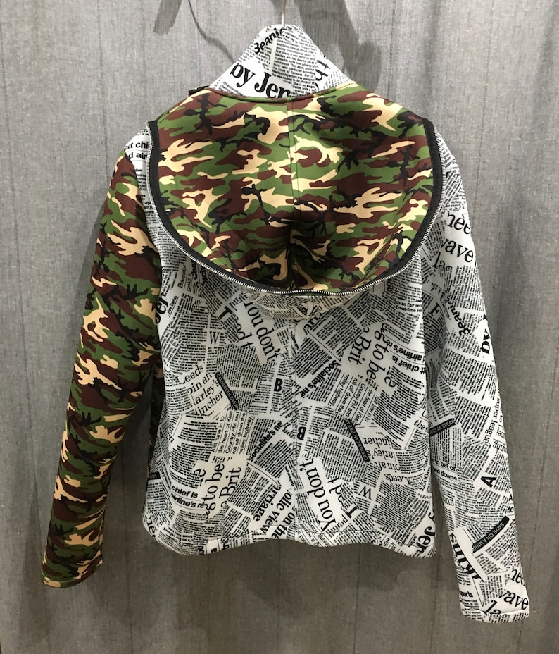 Men Newspaper and Camouflage Neoprene Jacket - Etsy Denmark