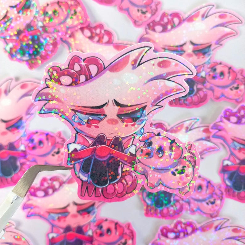 Angel Dust Holographic Sticker - Hazbin Hotel, Self-adhesive Vinyl ...