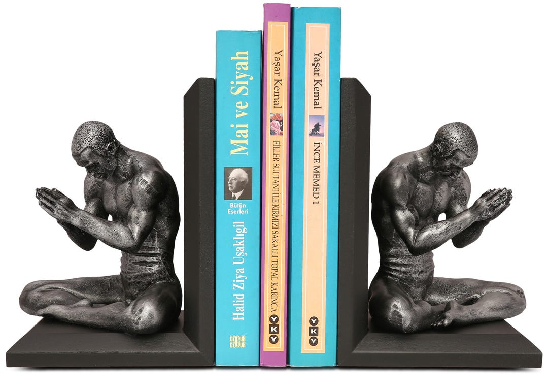 Silver Bookends - Modern Decorative Book Holders With Praying Figurines ...