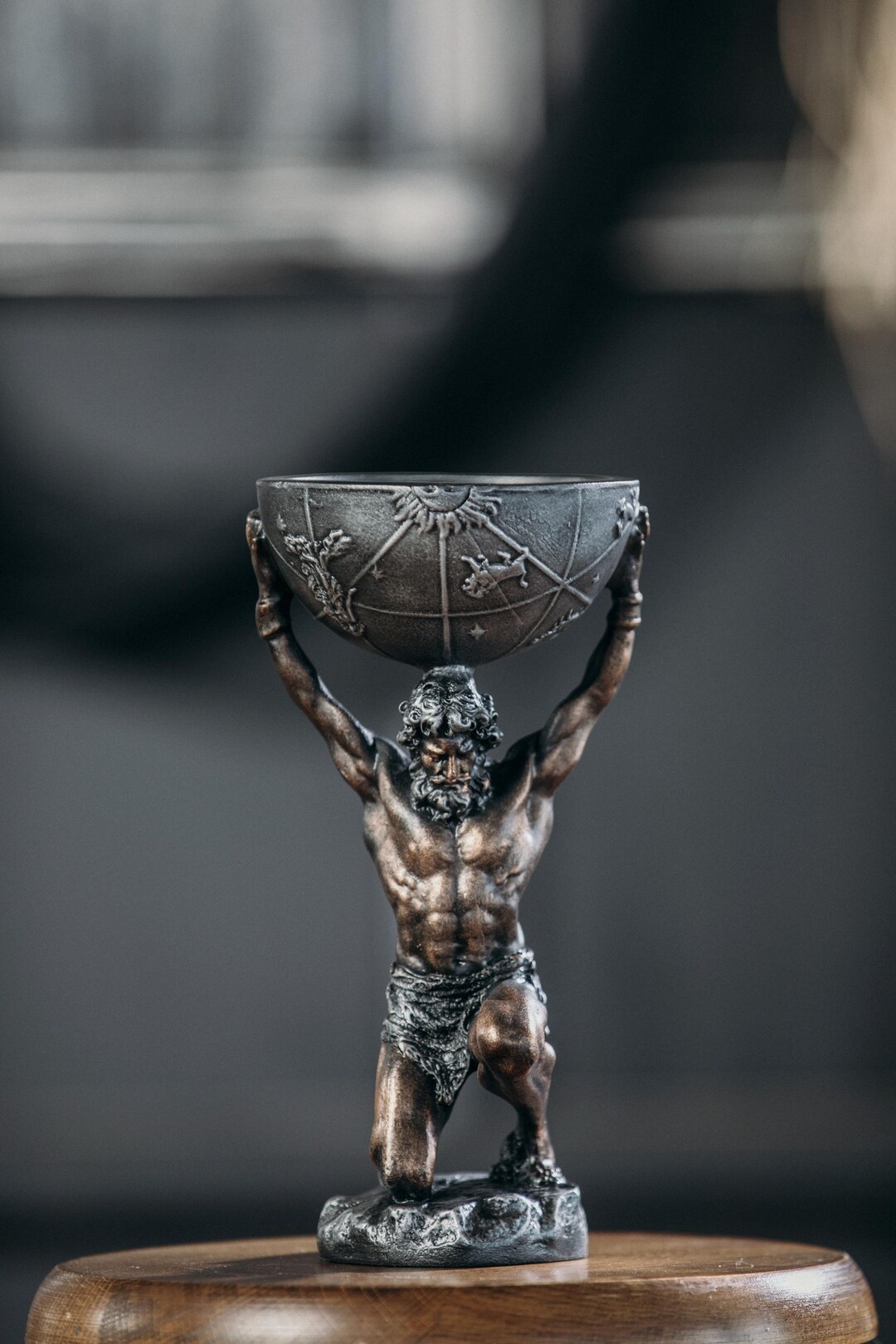 Atlas Mythology Statue - Handmade Metal & Cement Decor | Unique ...