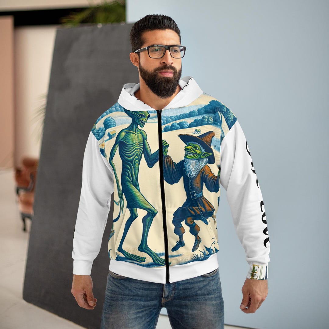 Ella-by Elaina Alien Design We Are On, One Love Unisex Zip Hoodie (AOP ...