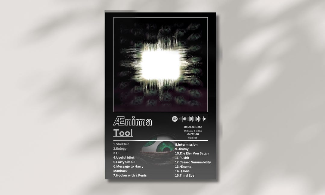 Tool Aenima Glass Print, Rock Album Cover Art, Alternative Metal Wall ...