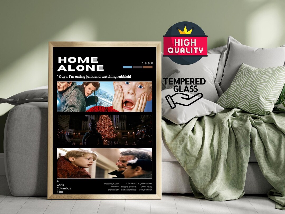 Home Alone Wall Art, Home Alone Tempered Glass Decor, Gift for Movie ...