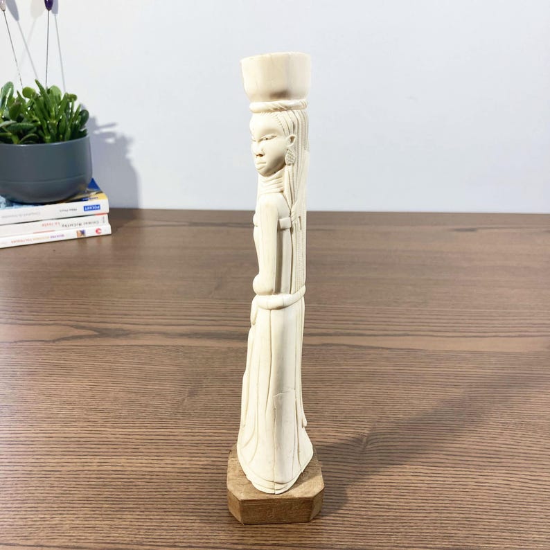 African Bone Carved Statuette - Vintage Ethnic Art, Handcrafted ...