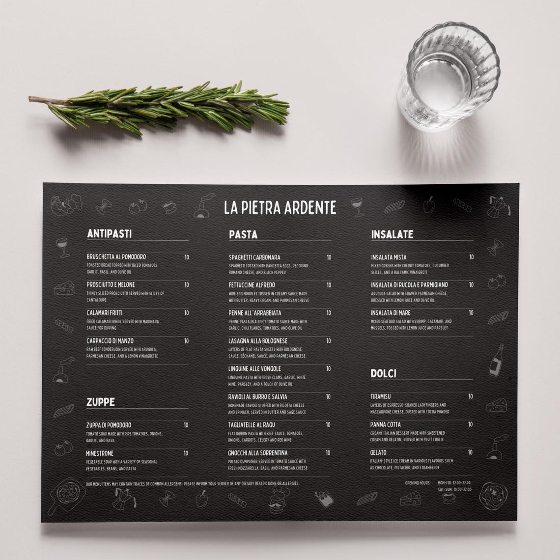 Italian Restaurant Menu Template, Pizzeria and Bistro Menu, A3 ...