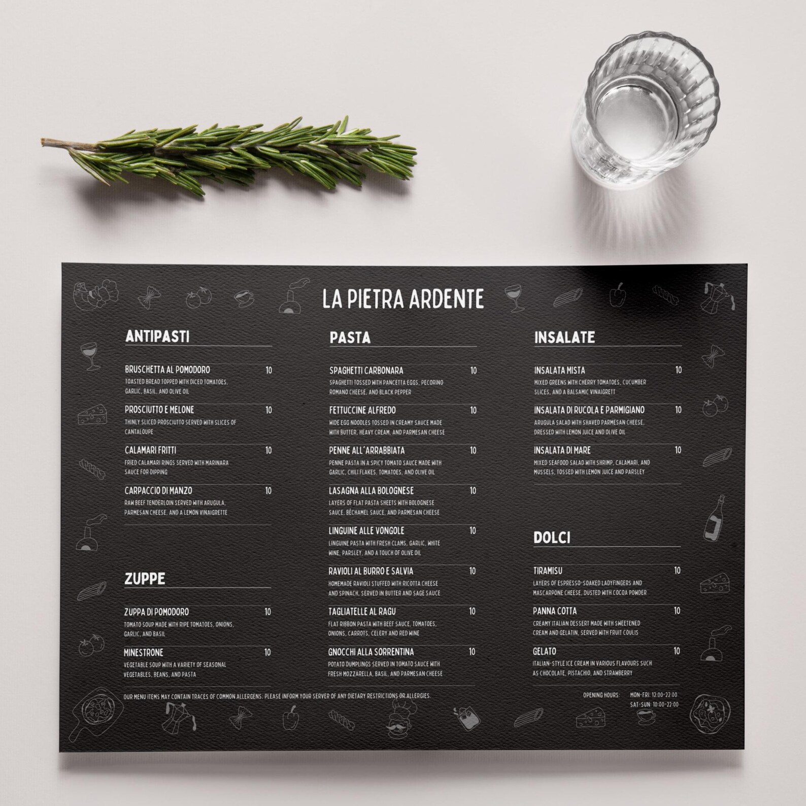 Italian Restaurant Menu Template, Pizzeria and Bistro Menu, A3 ...
