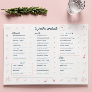 Pizzeria Menu Template, Italian Restaurant and Bistro Menu, A3 ...