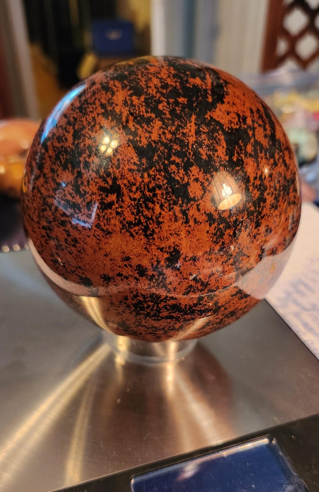Huge Red Mahogany Obsidian Sphere W/crown Stand Included - Etsy