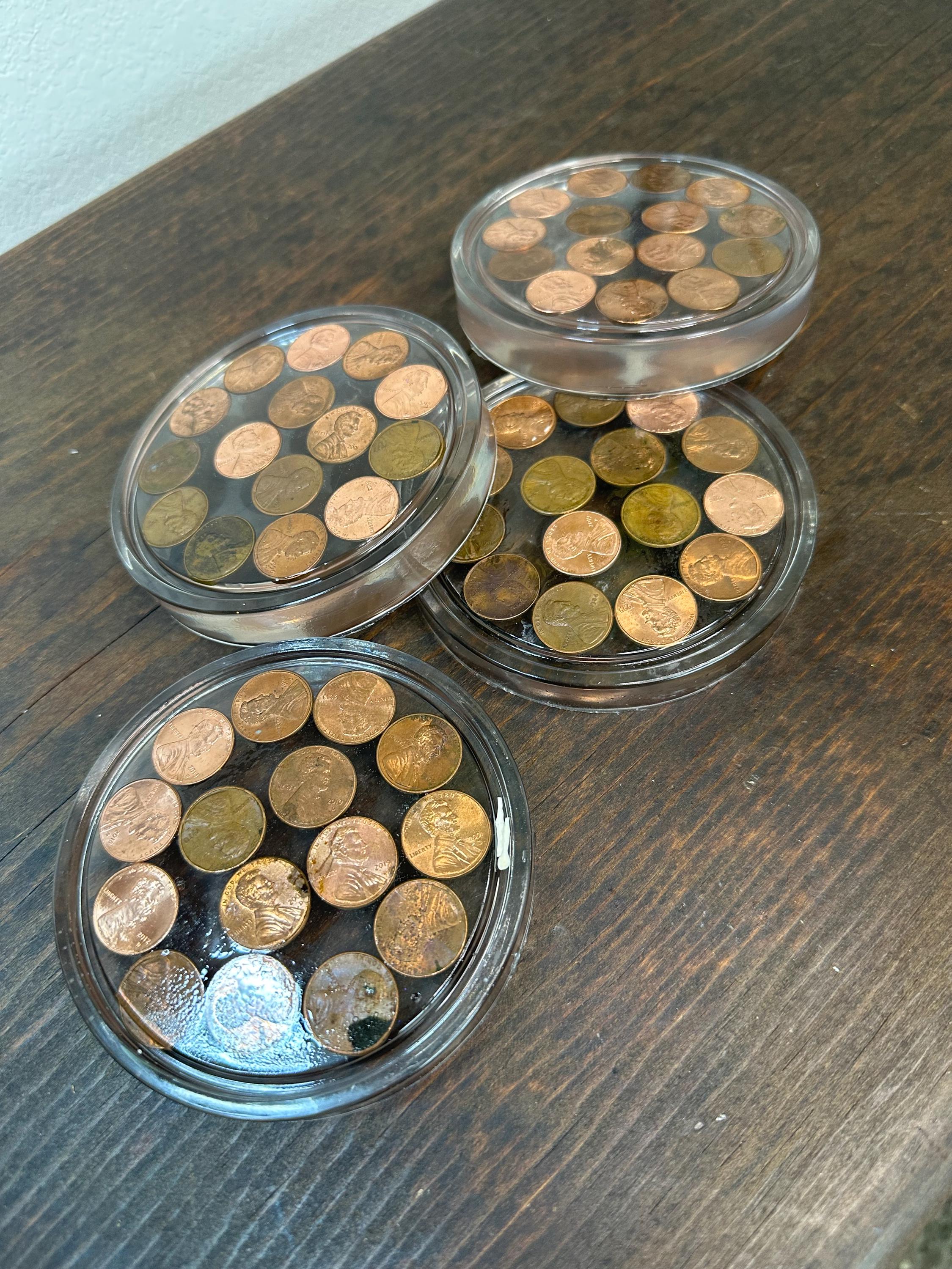 Resin Coasters Inlaid With Used Pennies, 4 Pk - Etsy