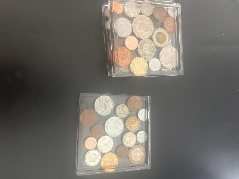 Resin Coasters Foreign Coins, 4 Pk, Clear, Round, Square, Barware - Etsy