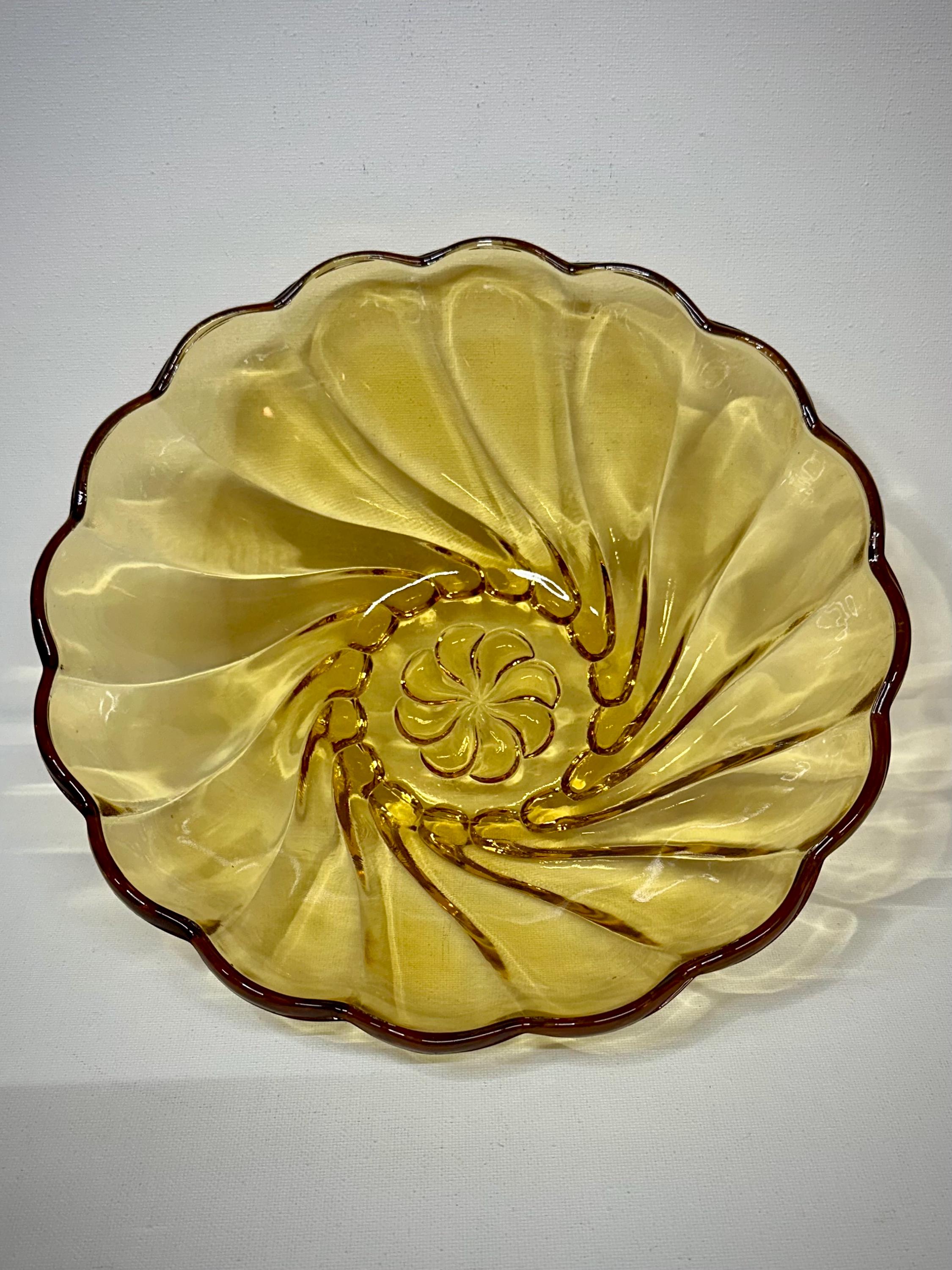 Vintage Hazel Atlas Grand Swirl Gold Amber Glass Large Bowl 9” - Etsy