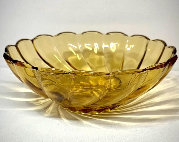 Vintage Hazel Atlas Grand Swirl Gold Amber Glass Large Bowl 9” - Etsy