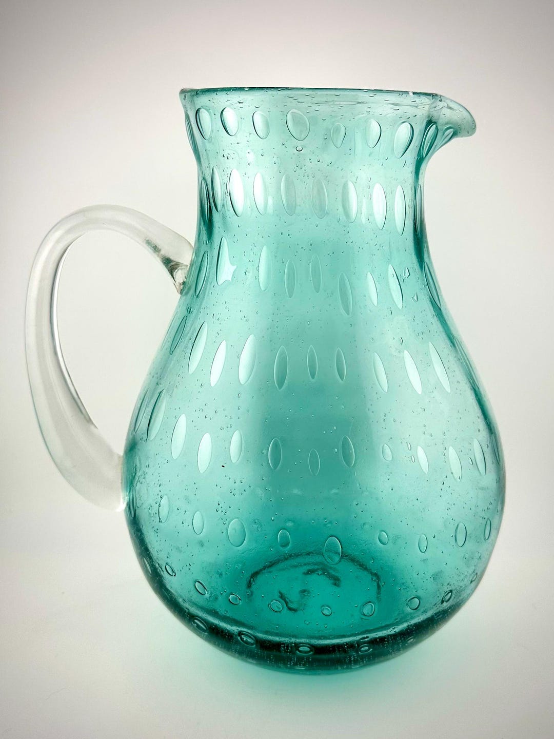 Vintage La Verrerie De Biot Style Aquamarine Bubble Glass Pitcher ...