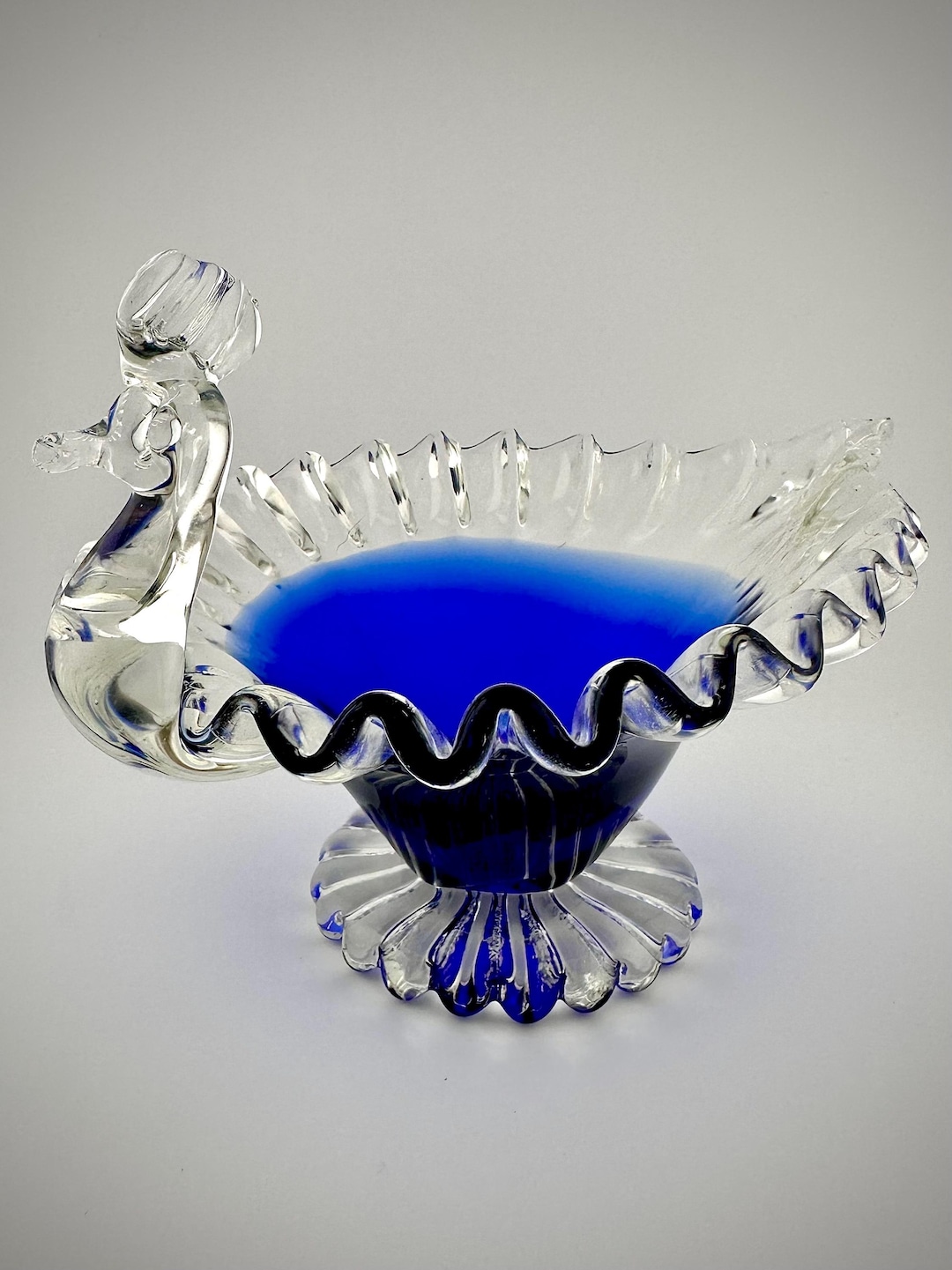 Vintage Murano Glass Peacock Candy Dish Bowl Cobalt Blue - Etsy