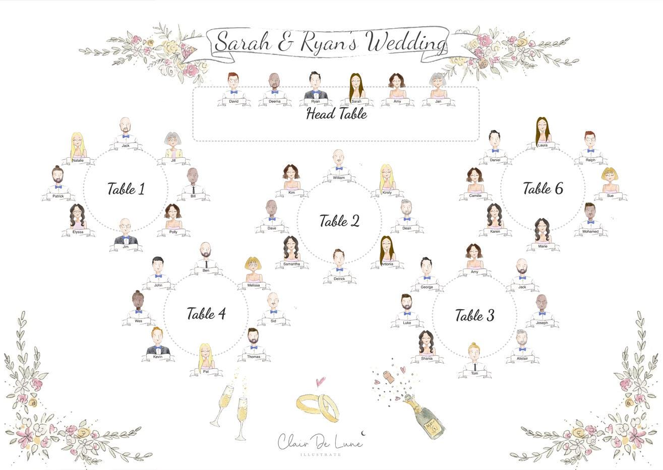 Illustrated Table Seating Plan - Etsy