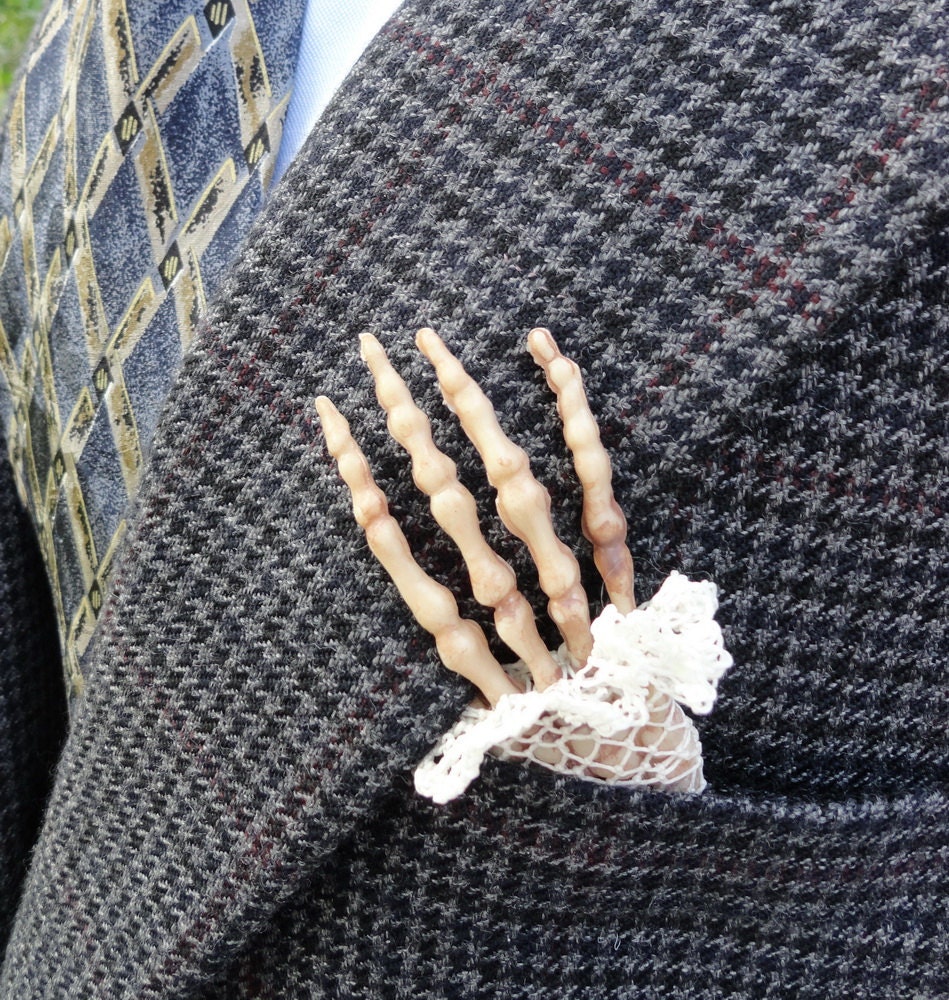 Severed Hand Pin Skeleton Tie Tack Goth Jewelry Fingerless - Etsy