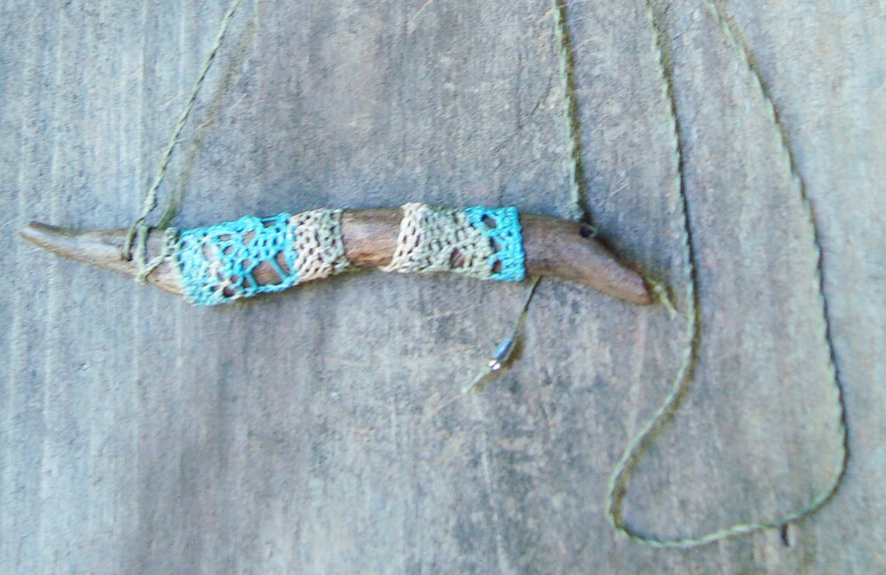 Woven Driftwood Necklace: Lacy Netting, Minimalist Style - Etsy