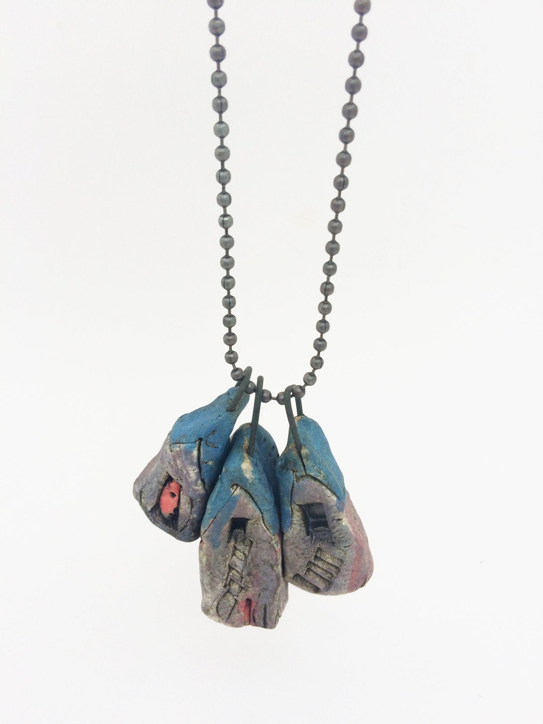 My Adorable House Necklace, Cute Village, 3 Tiny Clay Houses, Colorful ...