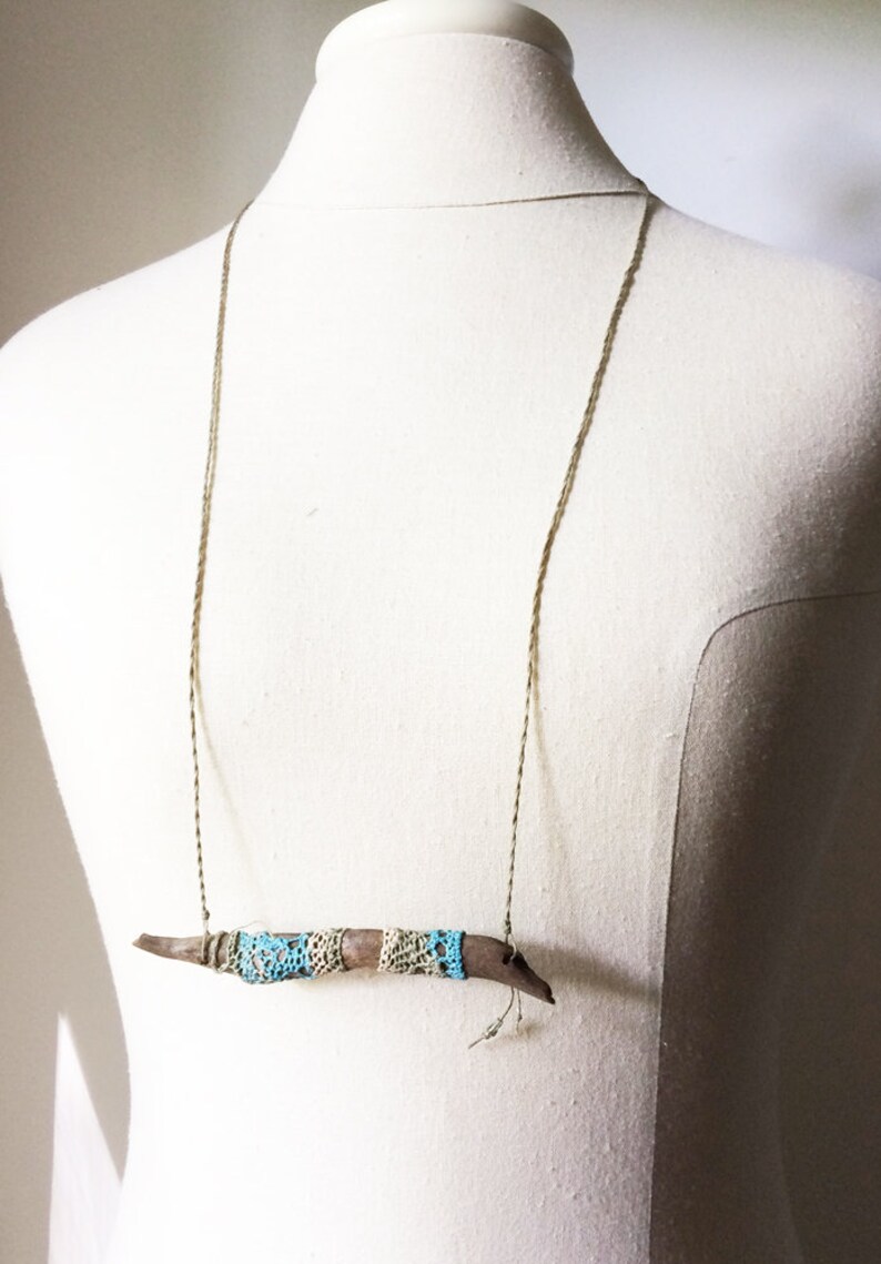 Woven Driftwood Necklace: Lacy Netting, Minimalist Style - Etsy