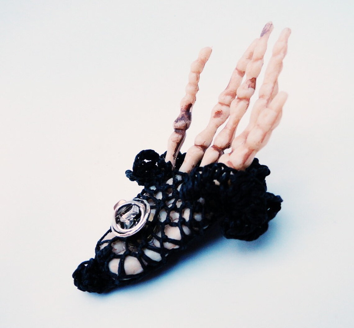Severed Hand Pin Skeleton Tie Tack Goth Jewelry Fingerless - Etsy
