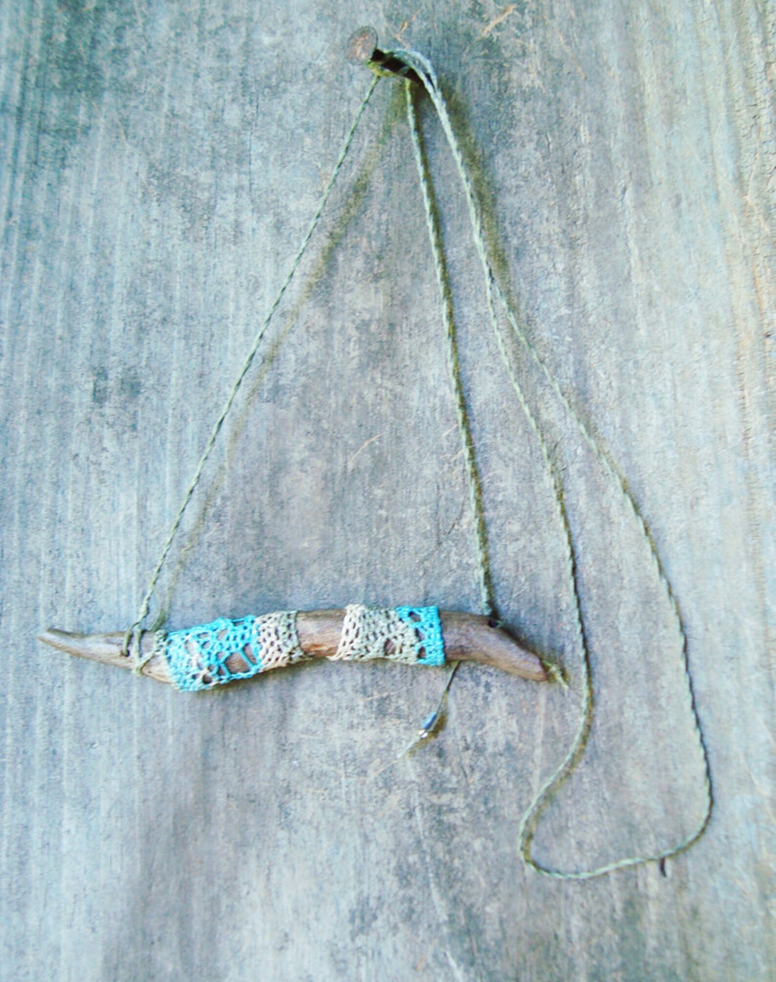 Woven Driftwood Necklace: Lacy Netting, Minimalist Style - Etsy