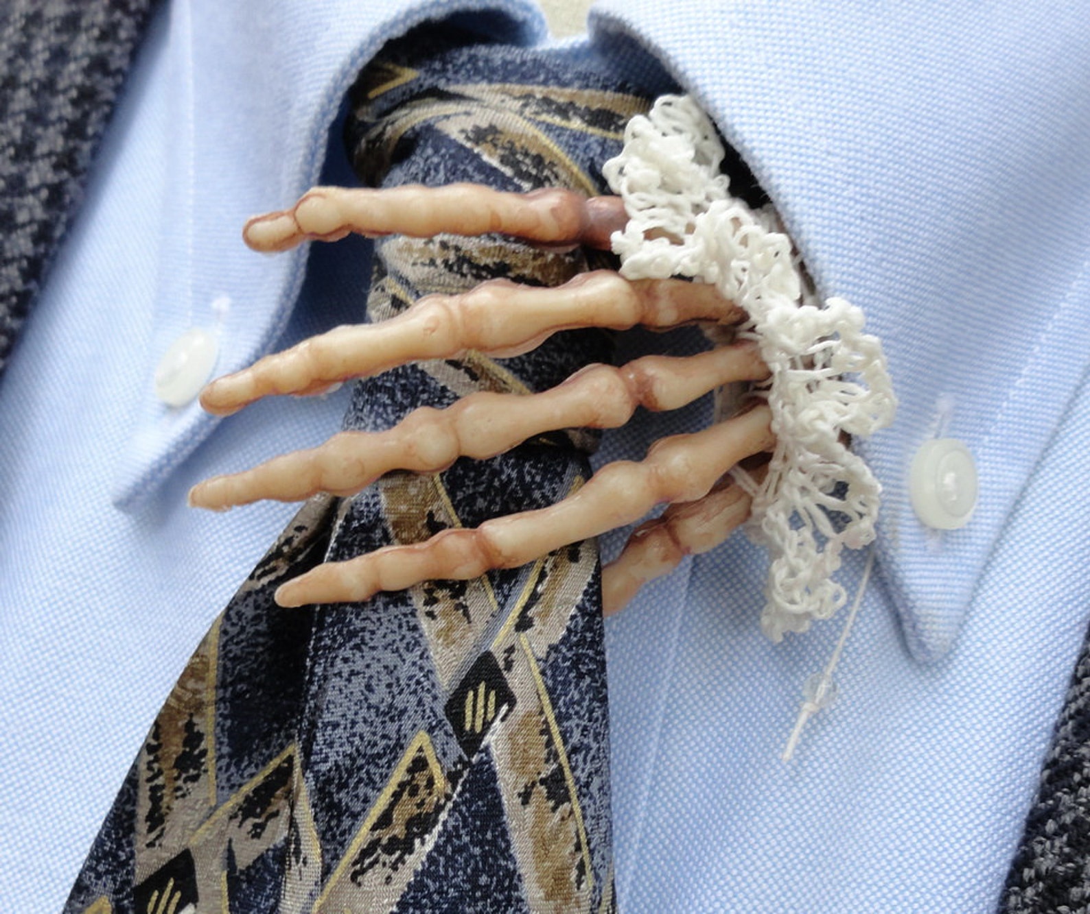 Severed Hand Pin Skeleton Tie Tack Goth Jewelry Fingerless - Etsy