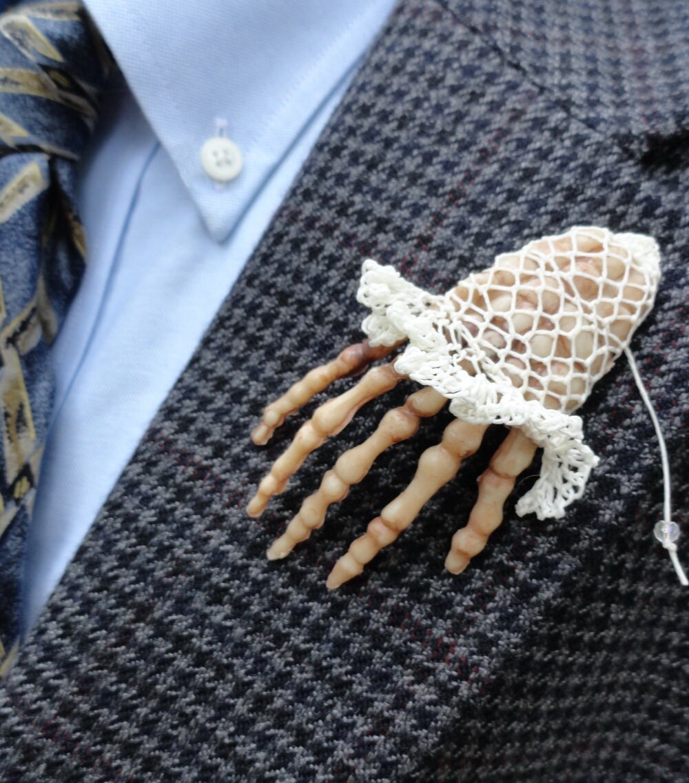 Severed Hand Pin Skeleton Tie Tack Goth Jewelry Fingerless - Etsy