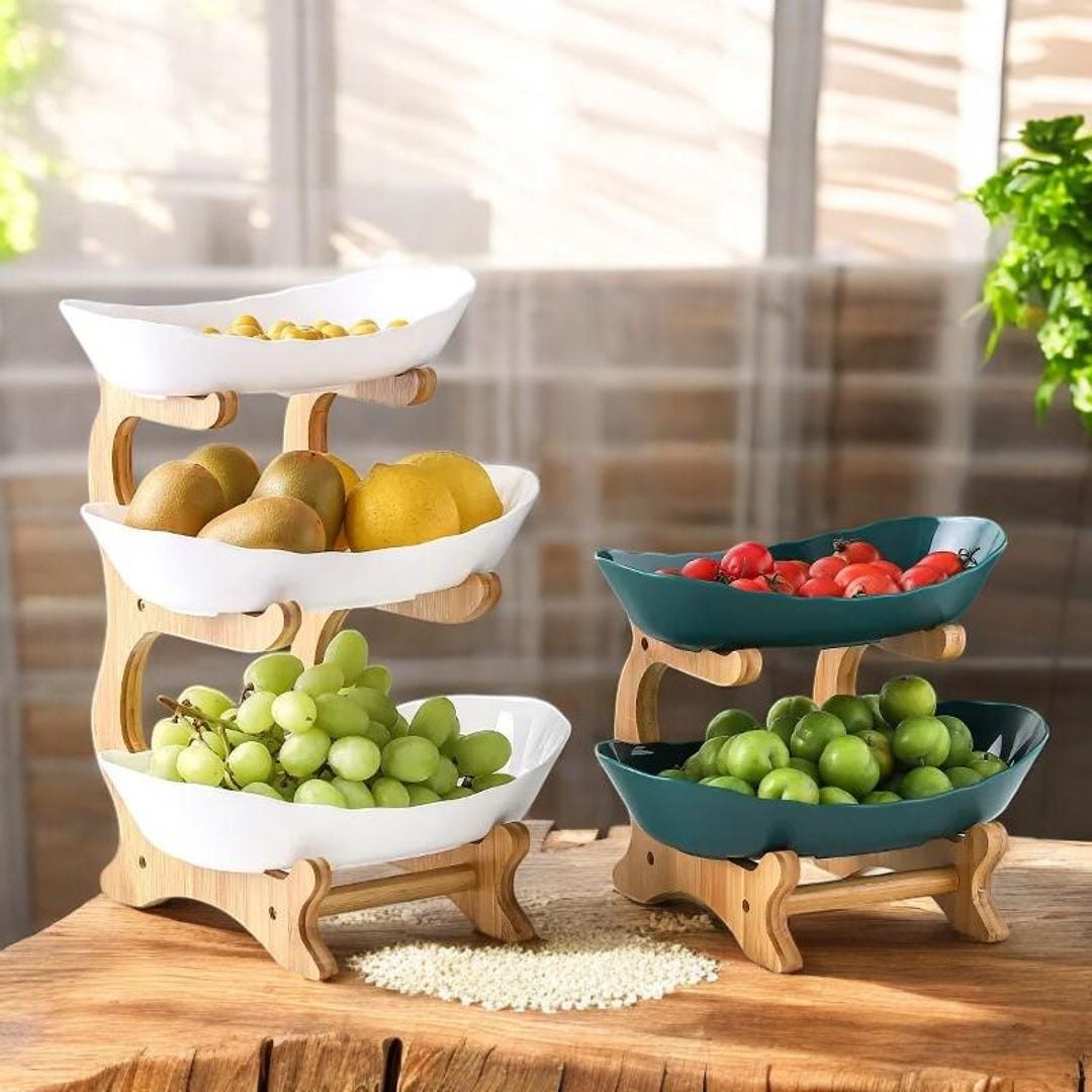 Three-layer Wooden Table Plates – Multi-tier Dinnerware Stand for ...