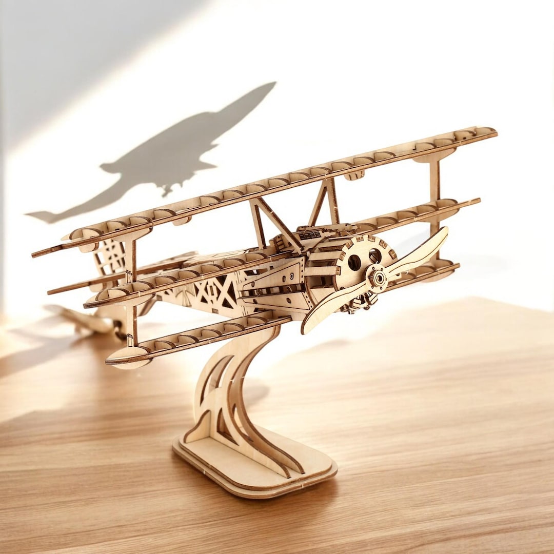 3D Wooden Plane Puzzle – DIY Model Kit, Mechanical Scale Model ...