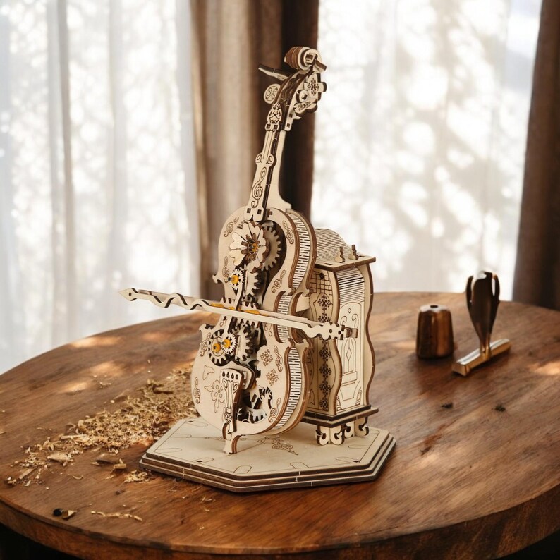 3D Wooden Cello Puzzle – DIY Model Kit, Handcrafted Scale Model ...