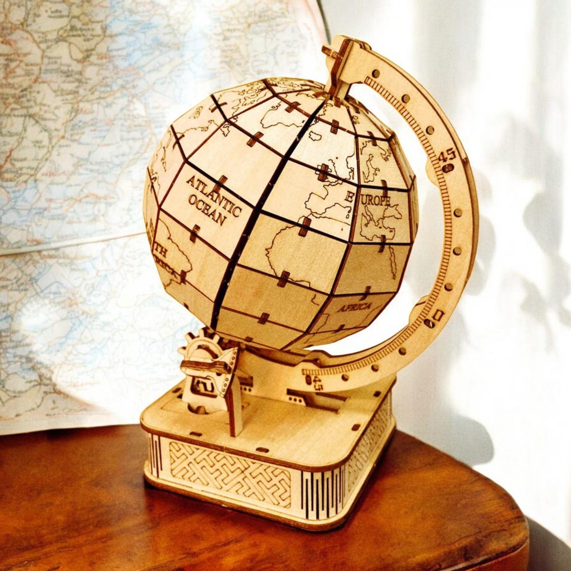 3D Globe Wooden Puzzle Toy – Mechanical Assemble Earth Model Set, DIY ...