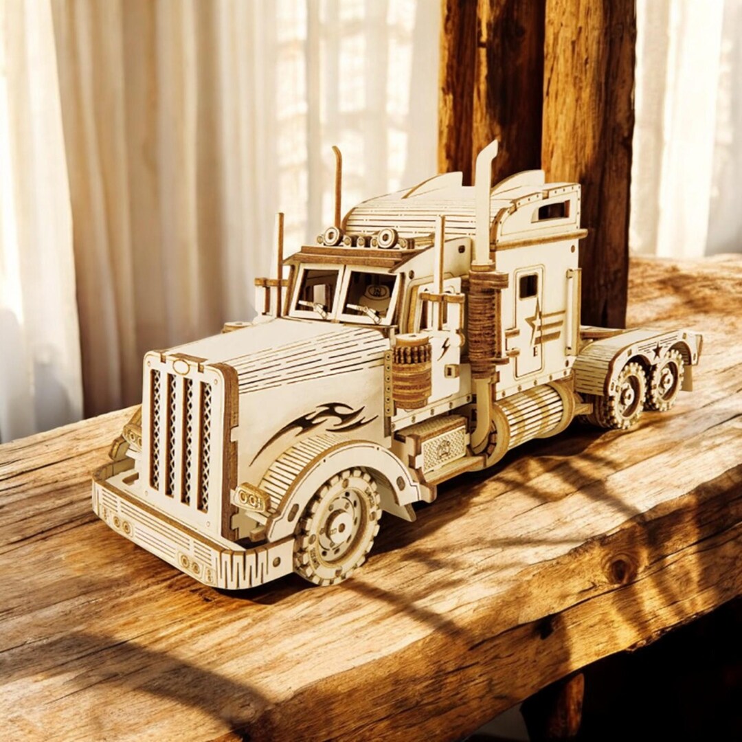 3D Wooden Truck Puzzle – DIY Model Kit, Mechanical Scale Model, Handmade Car Craft, Building Toy ...