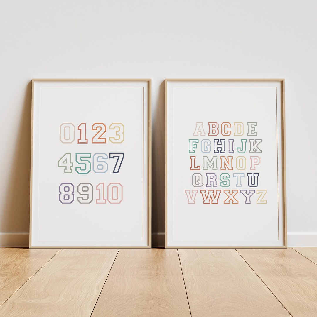 Rainbow Numbers and Alphabet Posters ABC 123 Printable Set of 2 Posters ...