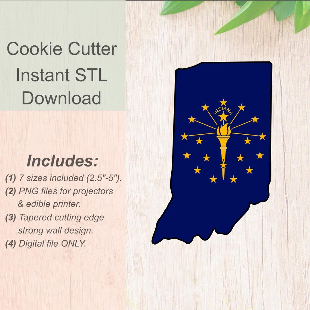 Indiana State Cookie Cutter-stl Digital File + PNG Image - Etsy